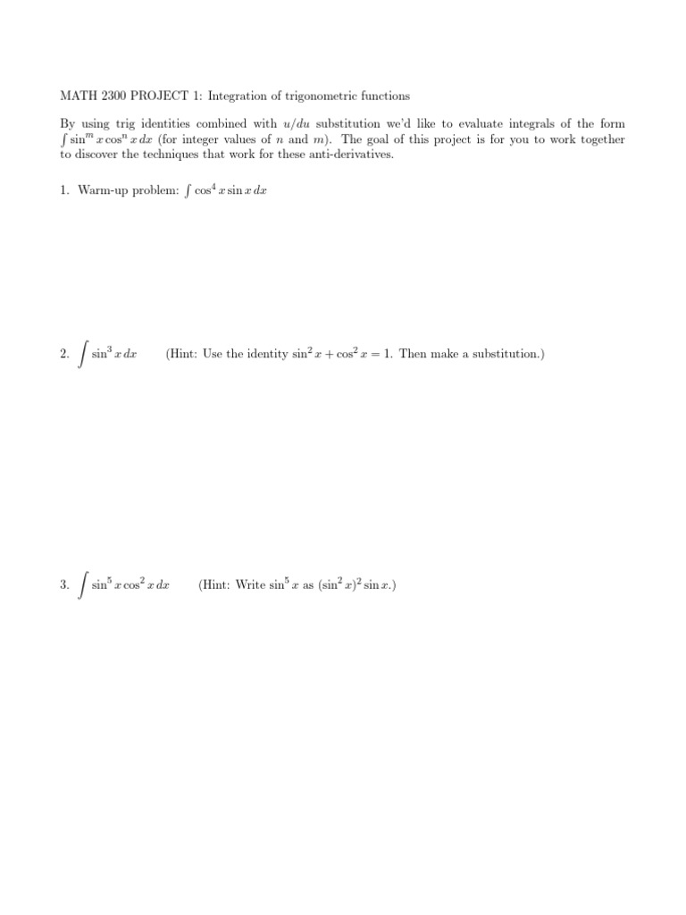 Trig Integral Discovery | PDF | Trigonometric Functions | Elementary ...