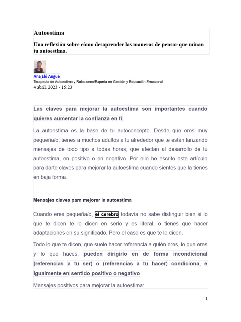 Auto Estim A | PDF | Autoestima | Soledad