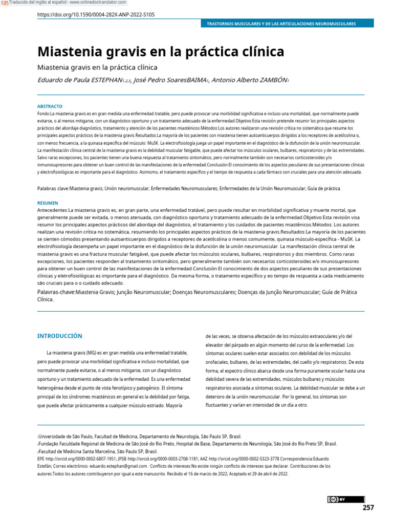 Miastenia Gravis: Diagnóstico y Tratamiento | PDF | Unión neuromuscular ...