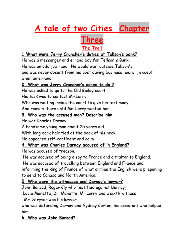 A Tale of Two Cities Chapter Three | PDF | A Tale Of Two Cities