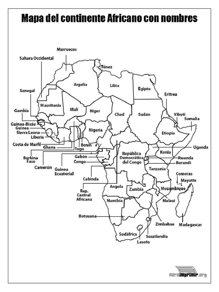 Mapa Del Del Continente Africano Con Nombre | PDF