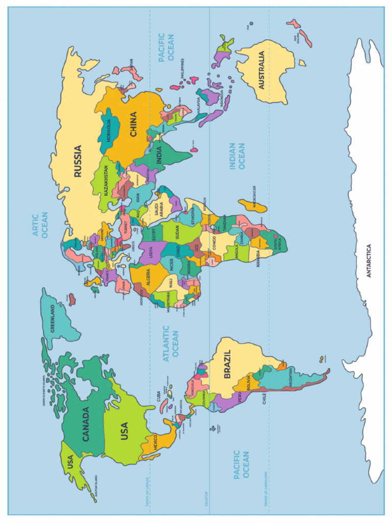 Mapa Mundi A Color Con Nombres | PDF