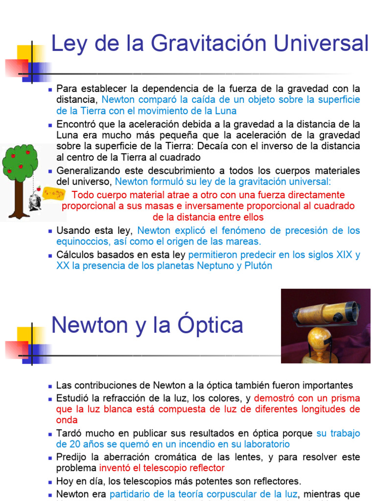 Ley de Gravitación y Avances de Newton | PDF | Ligero | Isaac Newton