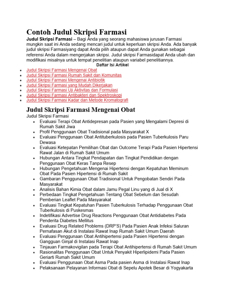 Contoh Judul Skripsi Farmasi Pdf