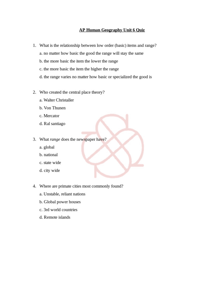AP Human Geography Unit 6 Quiz Insights | PDF | Poverty | Poverty ...