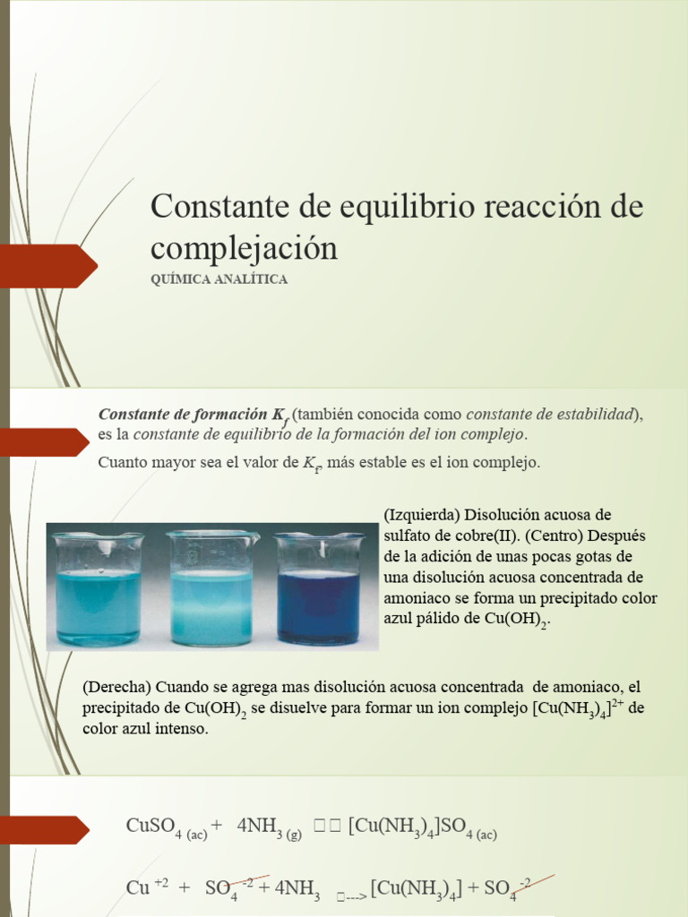 Constante de equilibrio reacción de complejación | PDF | Amoníaco ...