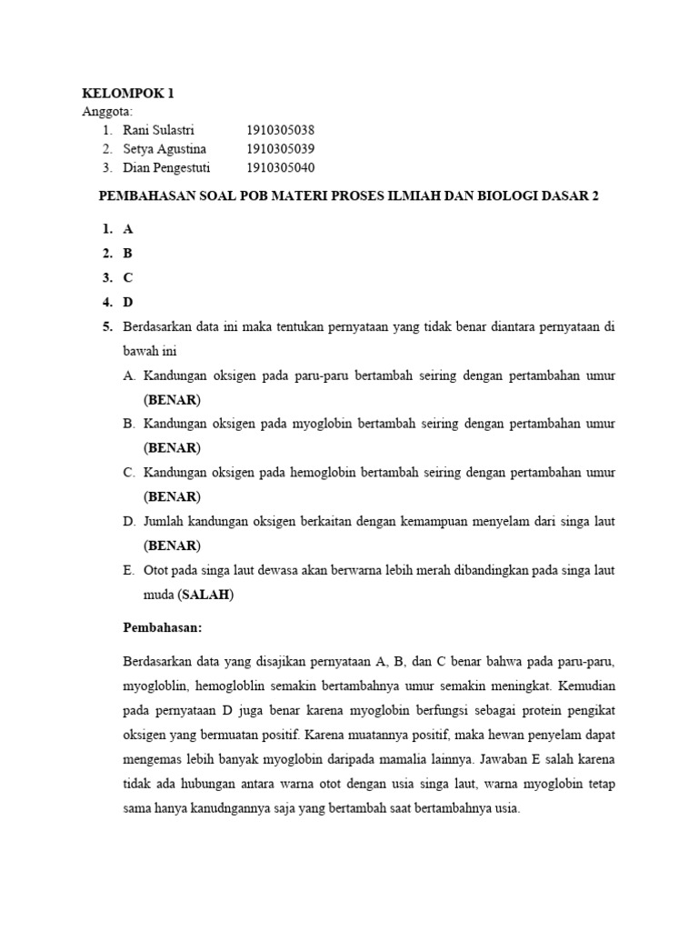 7.02_kel.1_pembahasan Pob Kemampuan Proses Ilmiah Dan Biologi Dasar 2-1 | PDF
