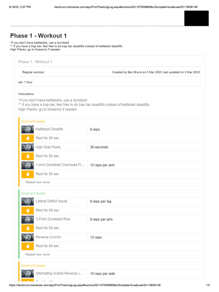 Women Phase 2 Week 1 Session 1 | PDF | Kettlebell | Physical Exercise