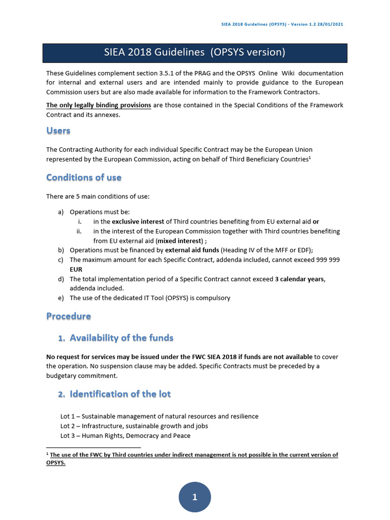 Opsys Guidelines Siea 2018 V 1 2 - en | PDF | Expense | Employment