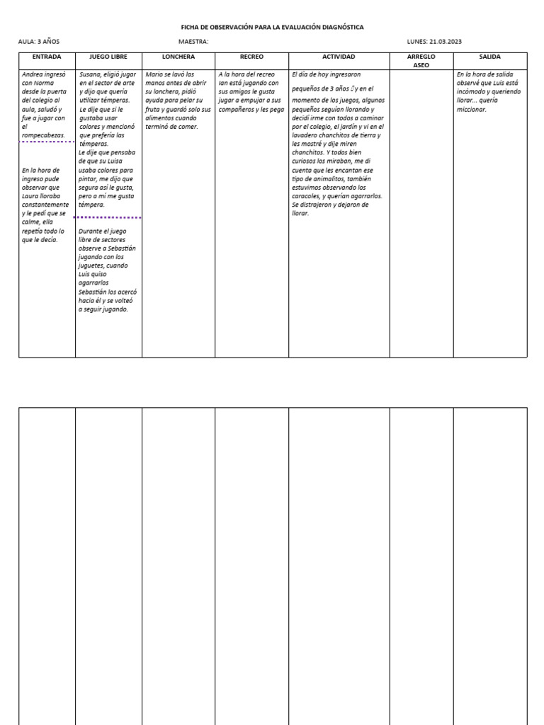 1 FICHA DE OBSERVACI+ôN PARA LA EVALUACI+ôN DIAGN+ôSTICA 20.02 | PDF