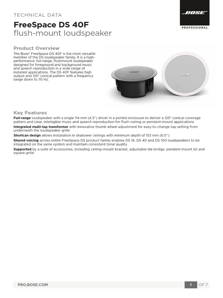 tds_FreeSpace_DS40F_A4 | PDF | Loudspeaker | Electronic Engineering