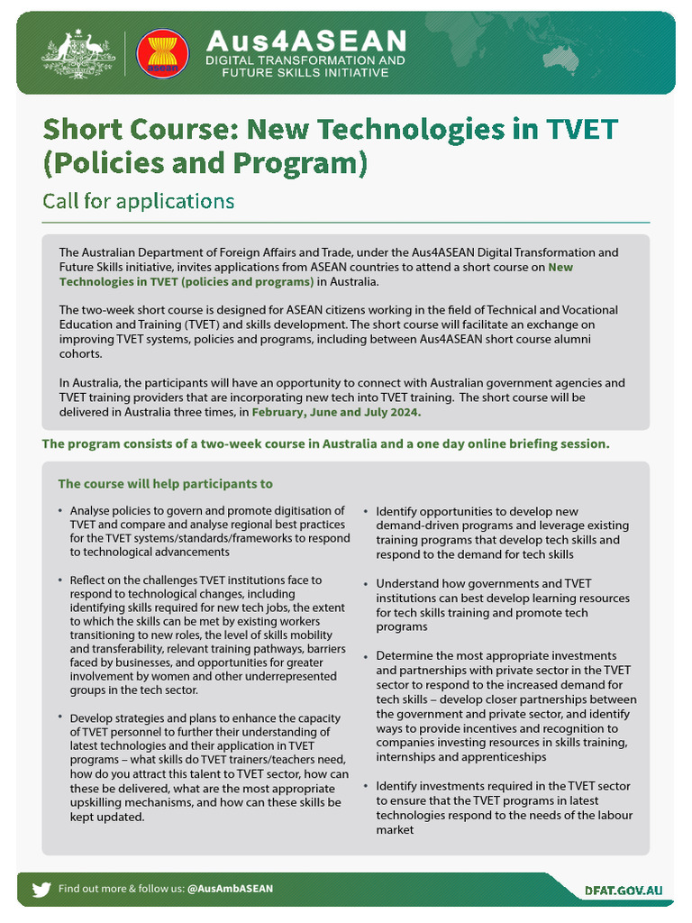 ASEAN Short Course Flyer New Technologies in TVET (Policies and ...