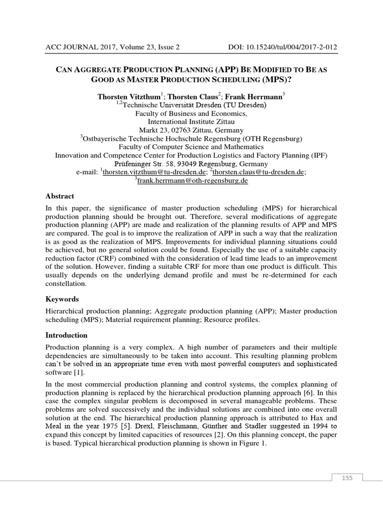Can Aggregate Production Planning APP Be Modified | PDF | Scheduling ...