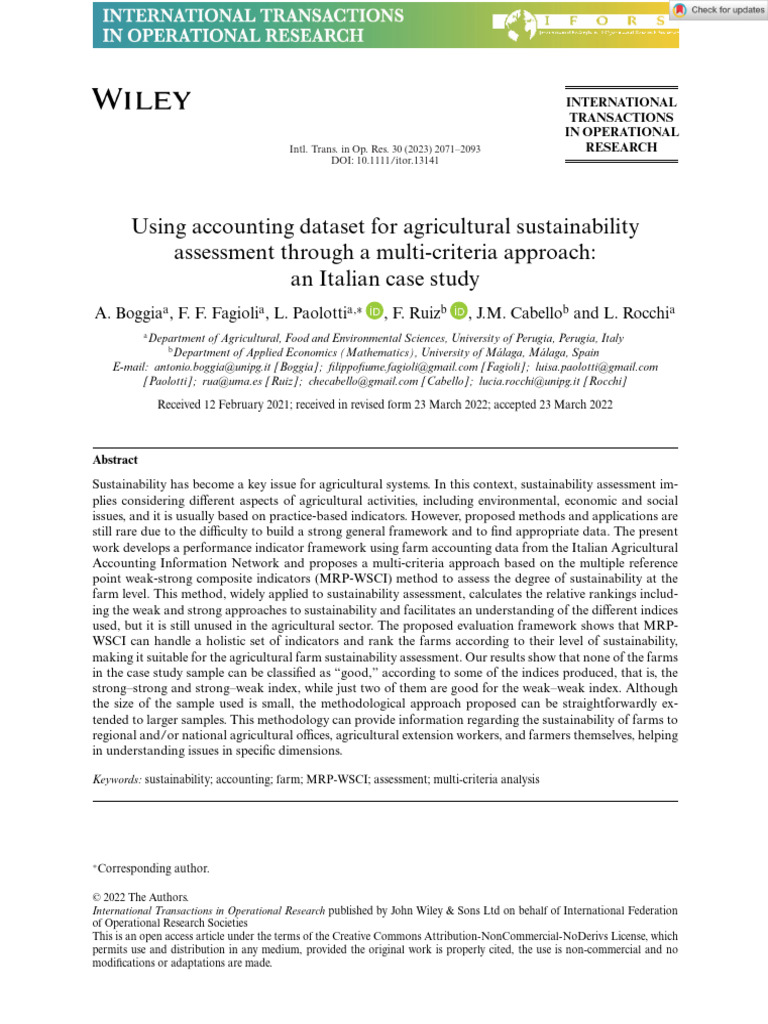 Using Accounting Dataset For Agricultural Sustainability Pdf