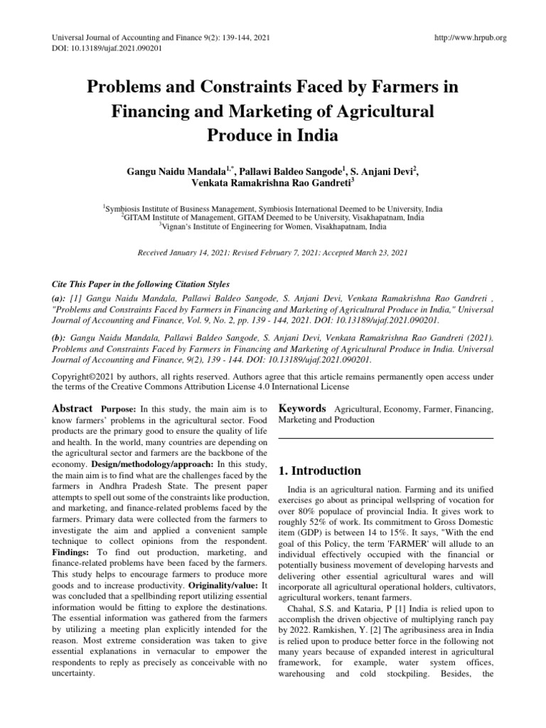 Problems and Constraints Faced by Farmers in India | PDF | Agriculture | Farmer