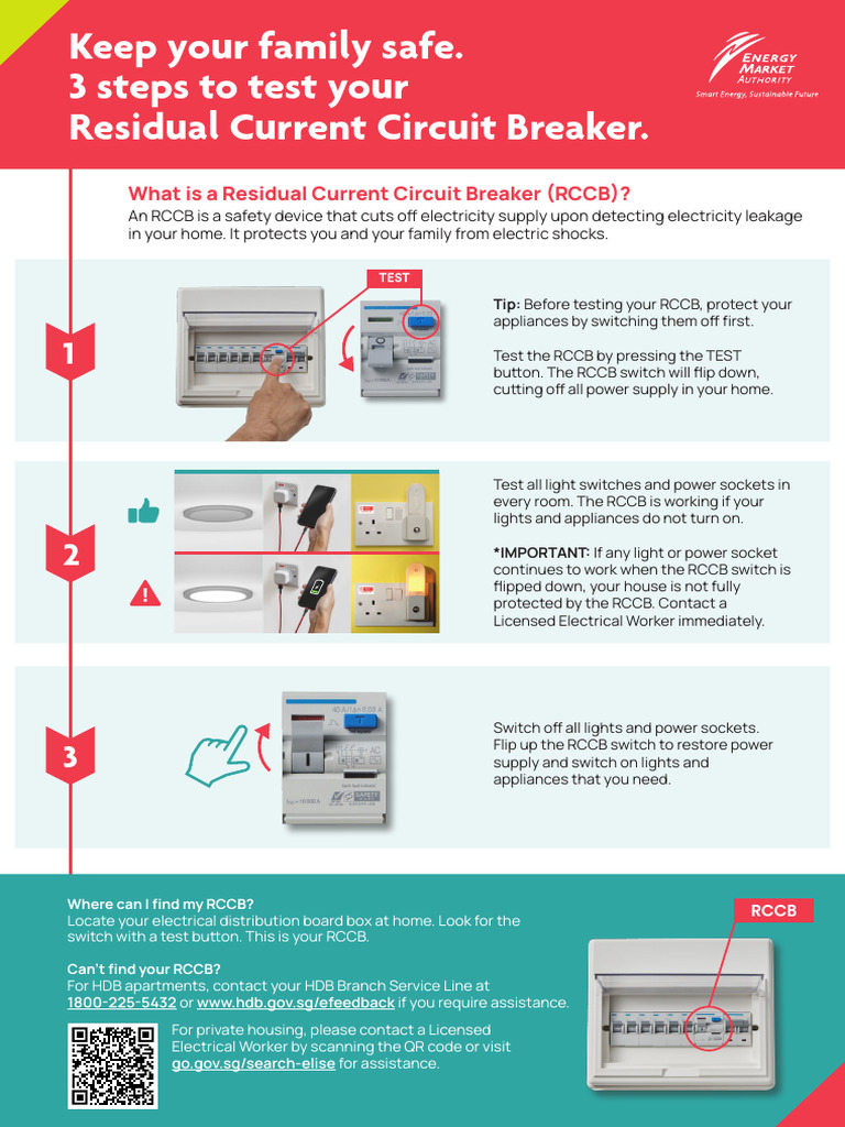 Electrical Safety 3 Steps To Test Your RCCB Poster | PDF | Equipment ...