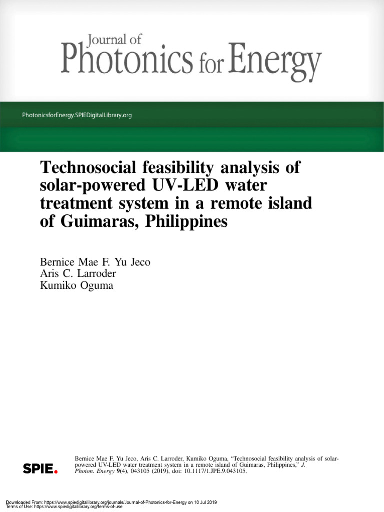 Solar UV-LED Water Treatment Feasibility | PDF | Photovoltaics ...