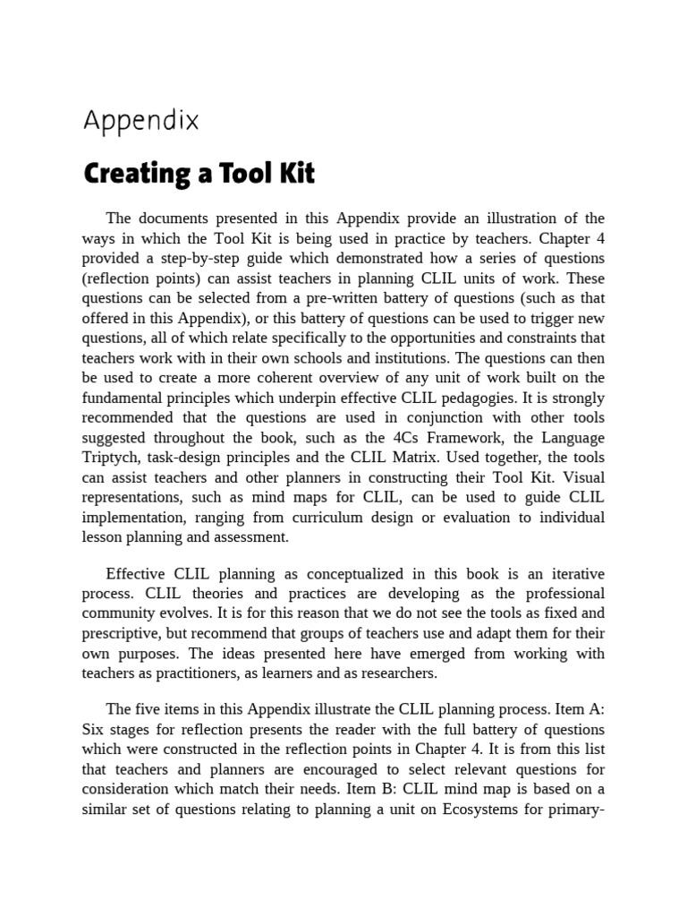CLIL - Coyle - Creating A Tool Kit | PDF | Lesson Plan | Teachers