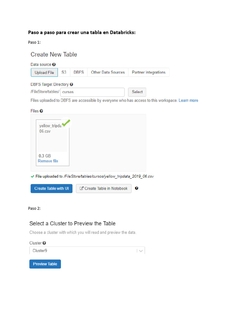 Guía: Crear Tablas en Databricks | PDF