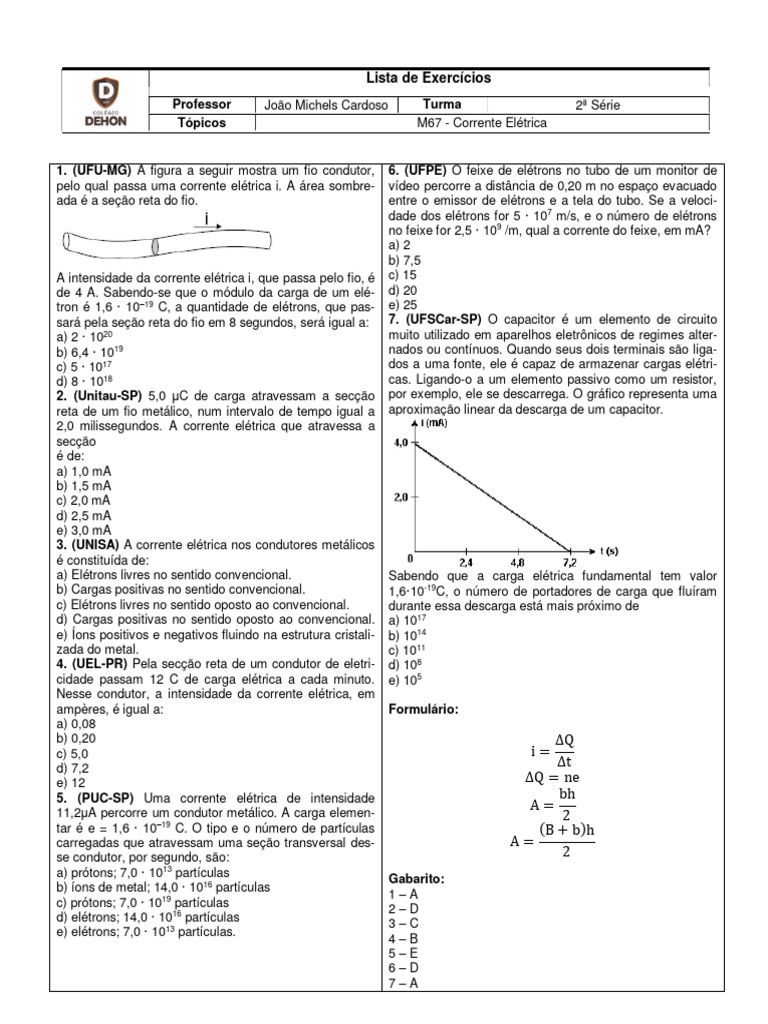 M67 - Corrente Elétrica | PDF | Corrente elétrica | Eletricidade