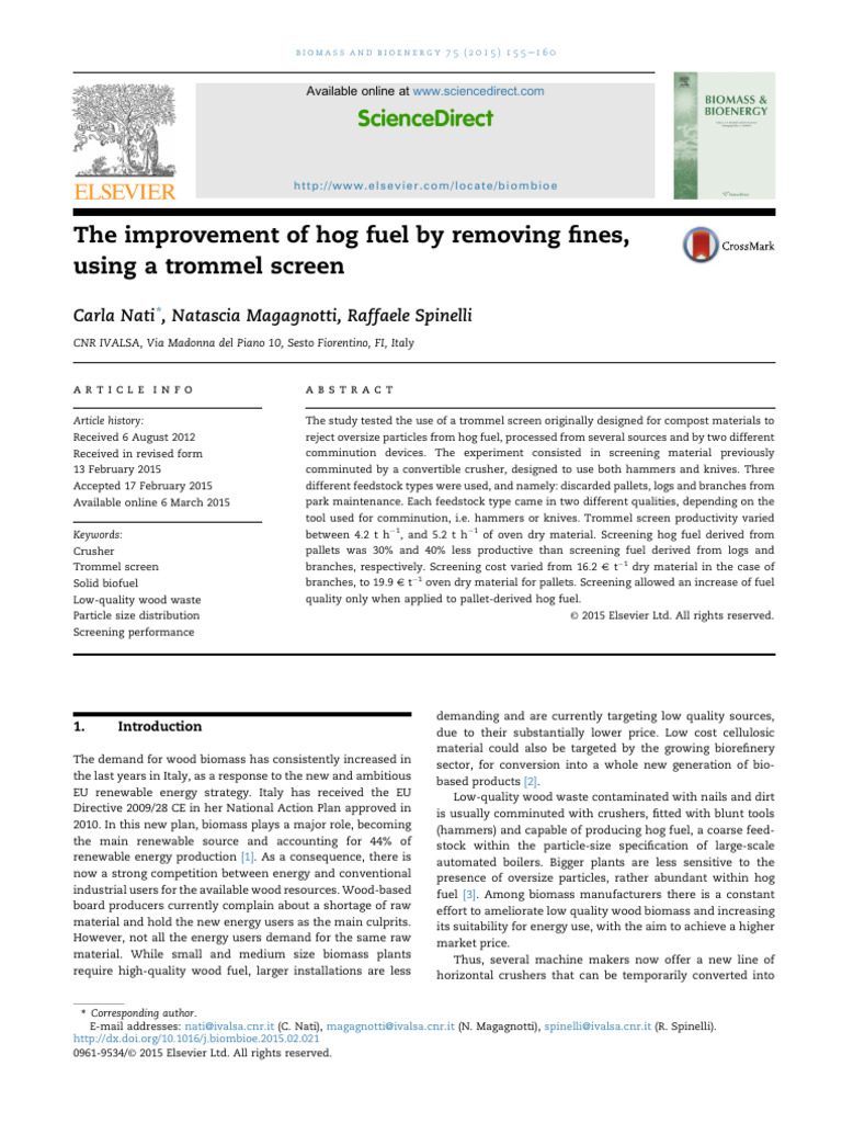 The Improvement of Hog Fuel by Removing | PDF