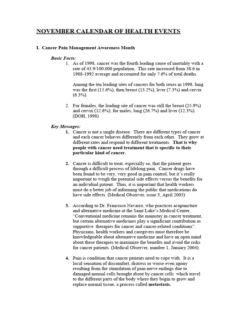 November Health Awareness Events Guide | PDF | Chronic Obstructive ...