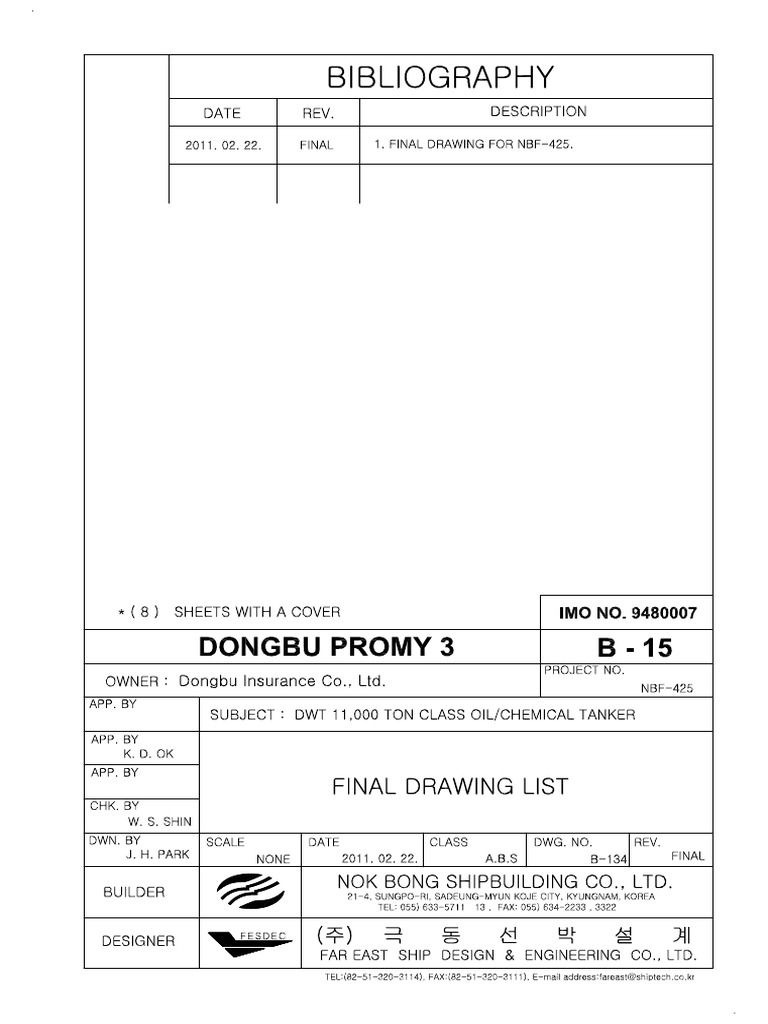 B-15-FINAL DRAWING LIST | PDF | Shipbuilding | Heavy Industry