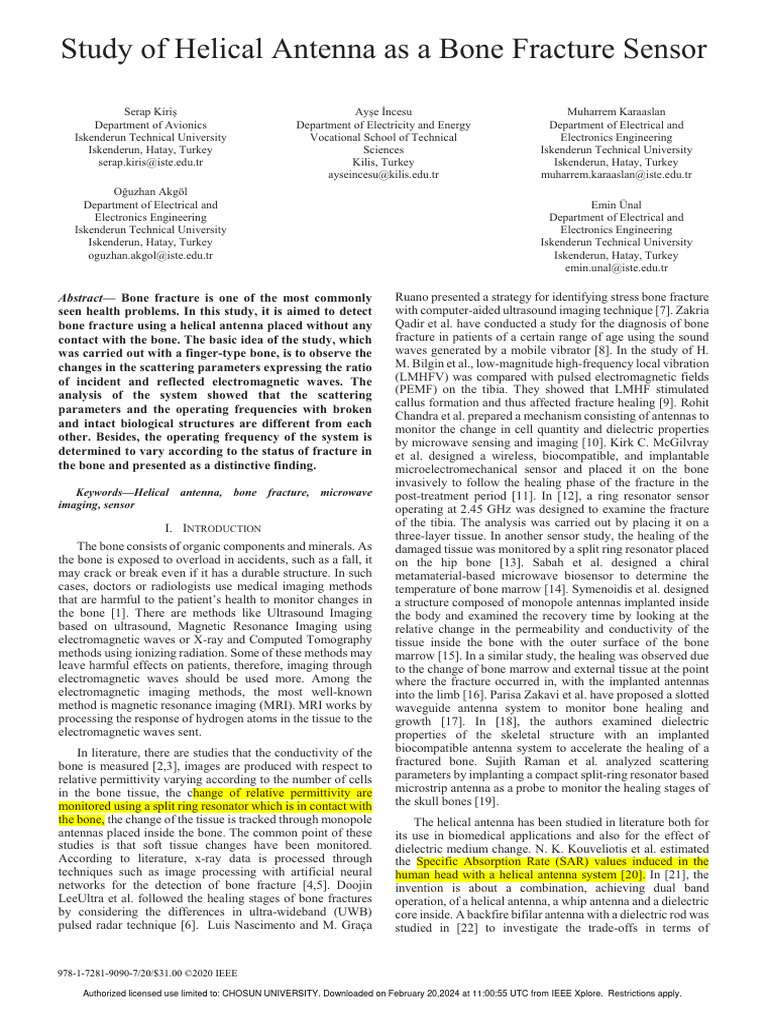 Study of Helical Antenna As A Bone Fracture Sensor | PDF | Medical ...