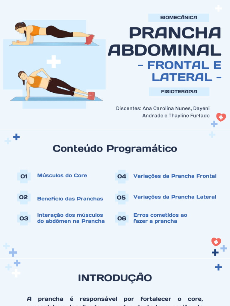 Pranchas Abdominais Biomecânica - Slide | PDF | Pélvis | Músculo