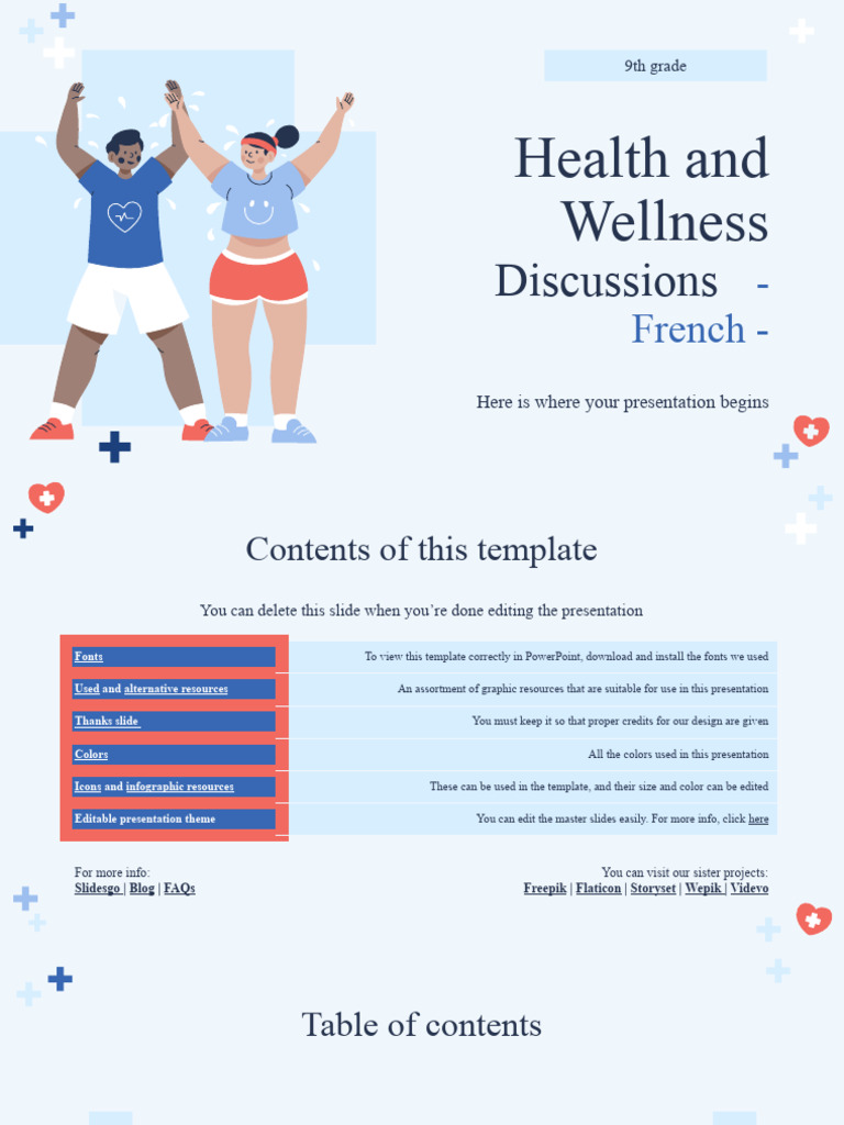 Health and Wellness Discussions - French - 9th Grade by Slidesgo | PDF ...