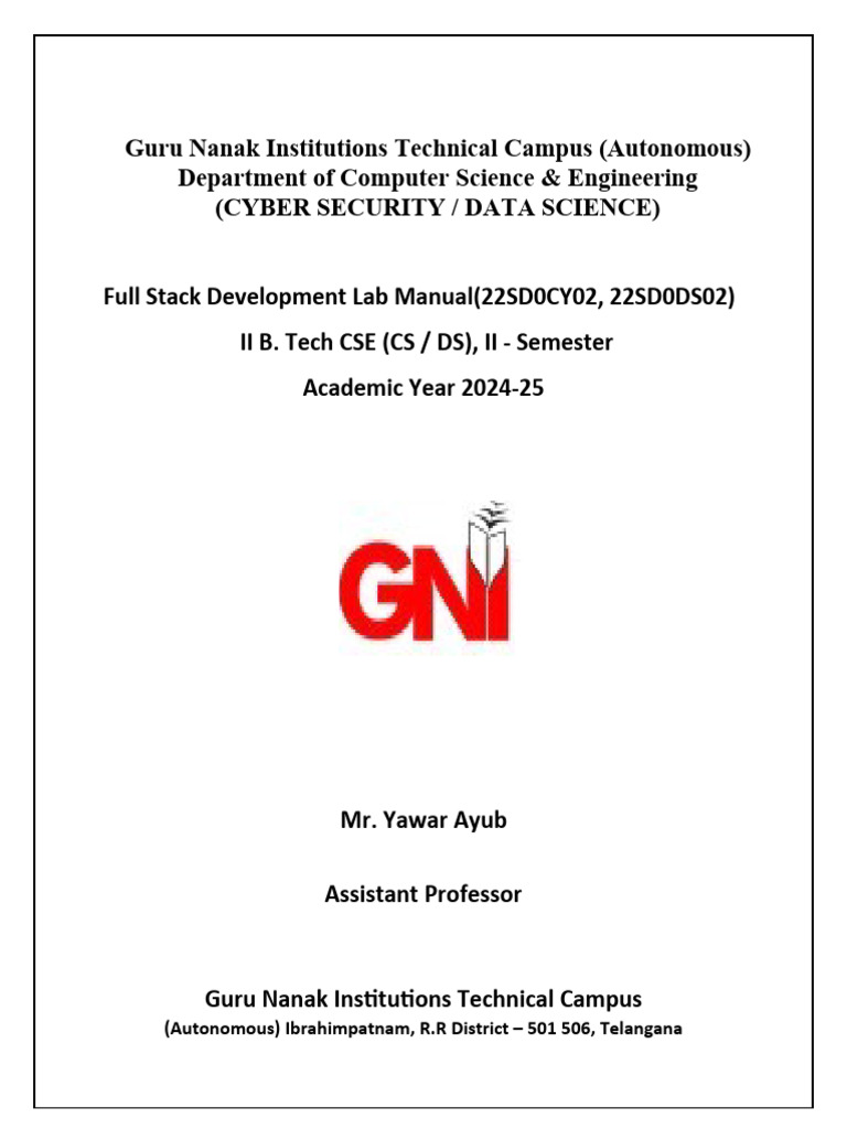 Lab Manual | Download Free PDF | World Wide Web | Internet & Web Lab Manual | Download Free PDF | World Wide Web | Internet & Web
