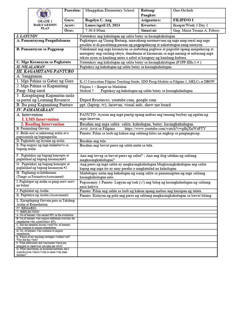 DLP Q4 Filipino | PDF