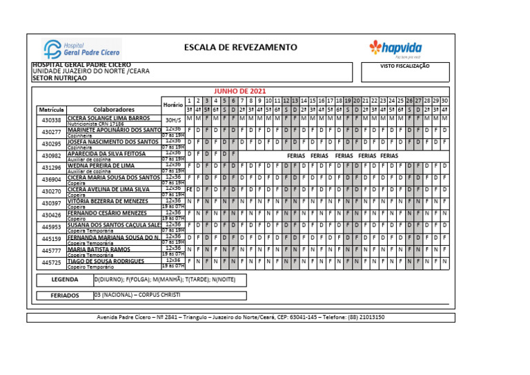 Escala JUNHO 2021 | PDF