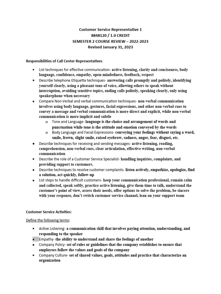 CSR 1 - Sem 2 Course Review | PDF | Nonverbal Communication | Communication