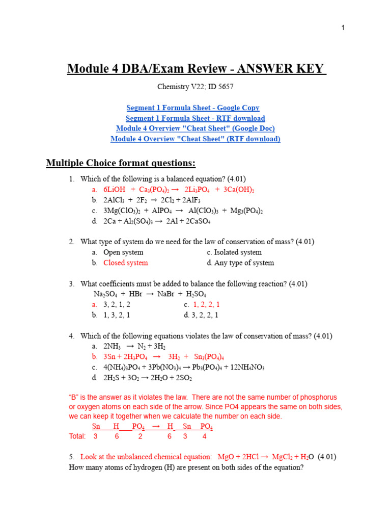 V22 - M4 DBA - Exam Review-Answer Key | PDF | Radioactive Decay ...