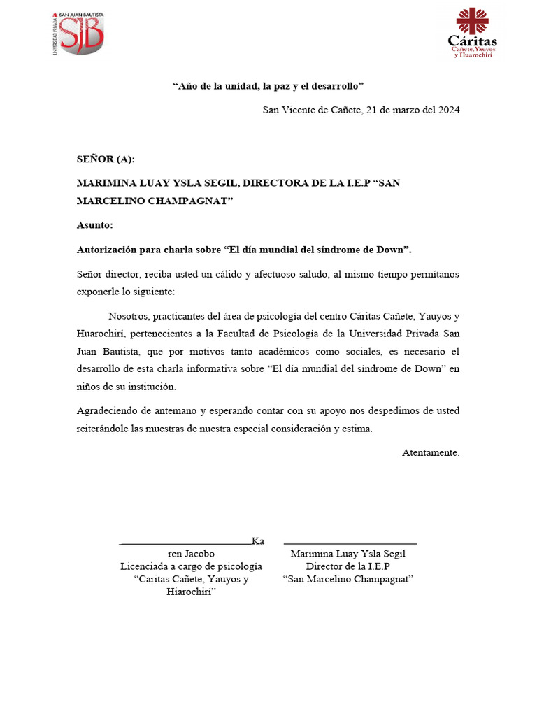 Solicitud para Charla | PDF | Relaciones personales, crianza y ...