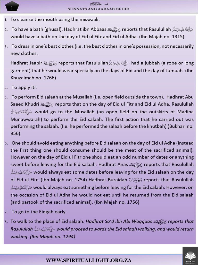 Sunnats of Eid - SLP | Download Free PDF | Abrahamic Religions ...
