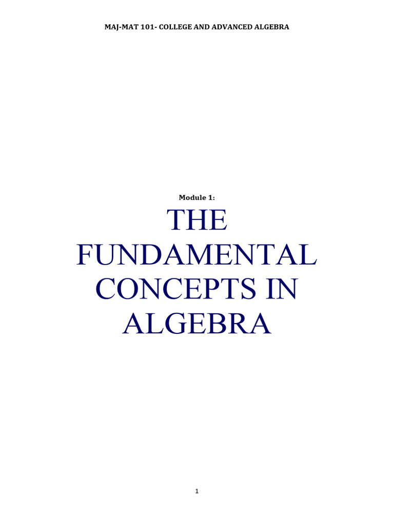 Module 1 Fundamental Concepts in Algebra | Download Free PDF | Division ...