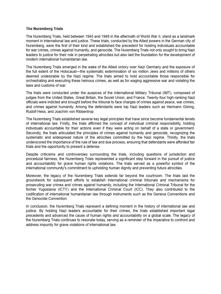 The Nuremberg Trials | PDF | Nuremberg Trials | Crimes Against Humanity