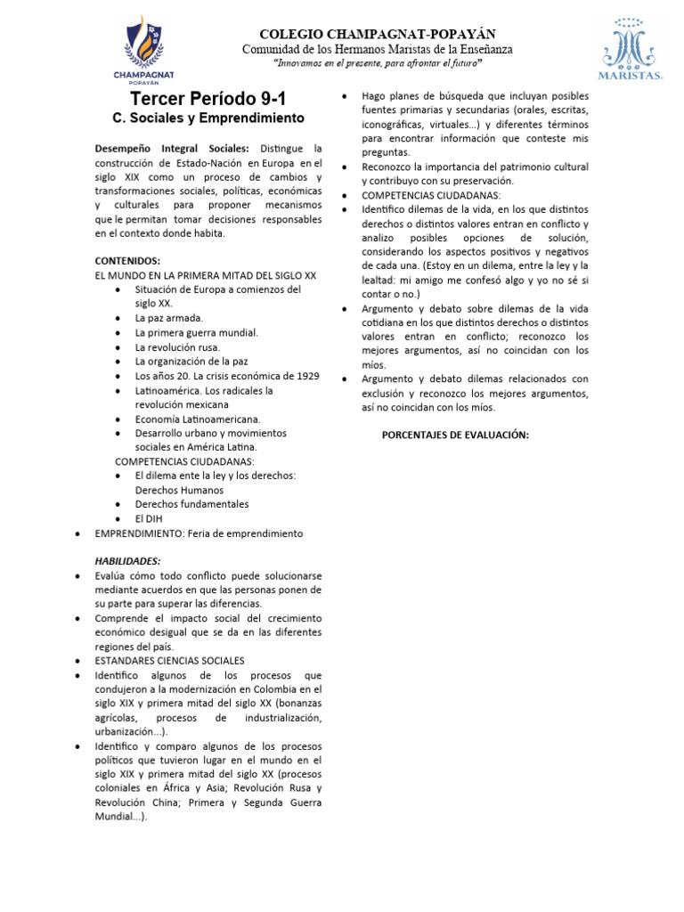 Planeación Noveno Tercer Período | PDF
