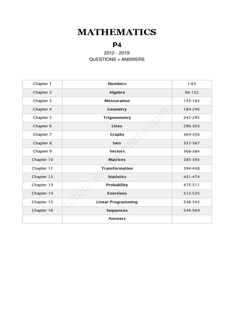 Mathematics 2012 - 2019 P4 - Unlocked | Download Free PDF | Applied Mathematics | Mathematical ...