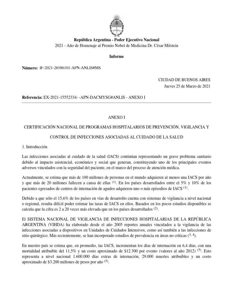 Certificacion de Programas Hospitalarios de Prevencion, Vigilancia y Control de Infecciones ...