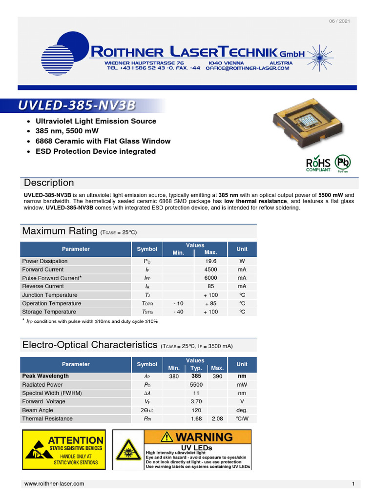 Uvled 385 nv3b | Download Free PDF | Electrostatic Discharge | Light ...