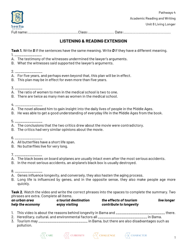 P4_U8 Video & Reading Extension | PDF | Disability