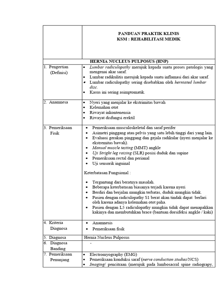 Hernia Nucleus Pulposus (HNP) | PDF