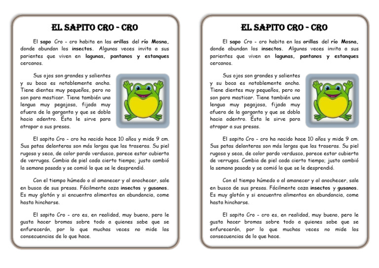 El Sapito Cro Cro Pdf Zoología