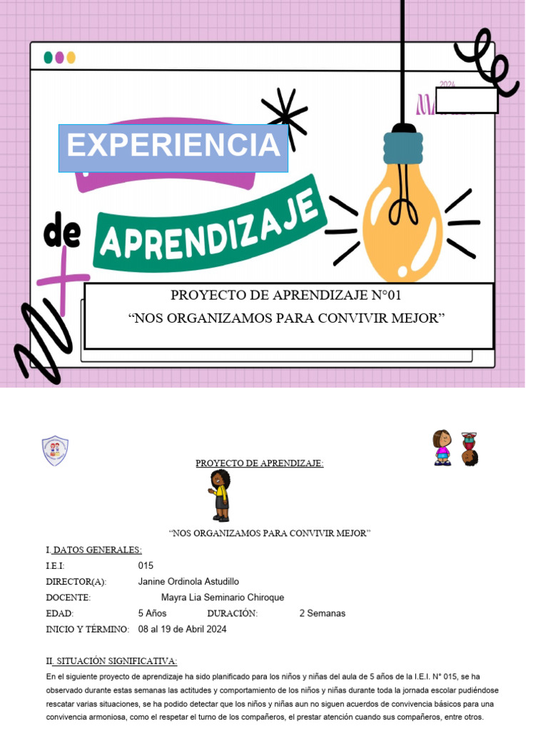 Experiencia de Aprendizaje 001 - 2024 | PDF | Aprendizaje | Las emociones