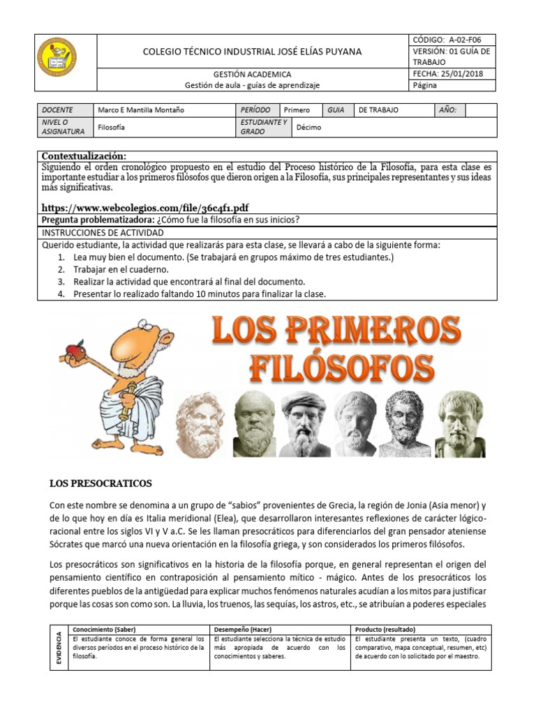 Guía Nº-4 Los Presocráticos. | PDF | Pitágoras