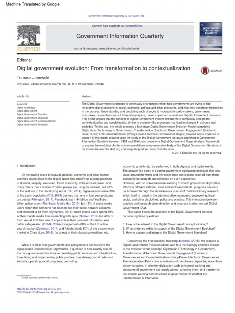Digital Government Evolution Model | PDF | E Government | Information