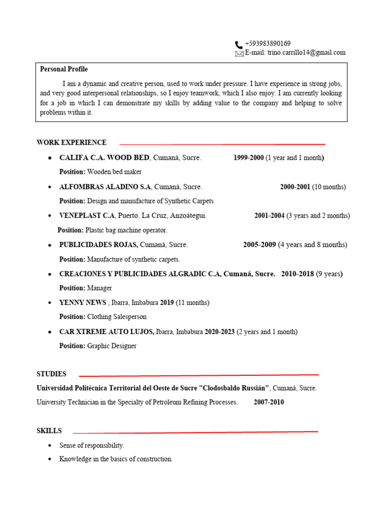 CV canada Construction asis | PDF